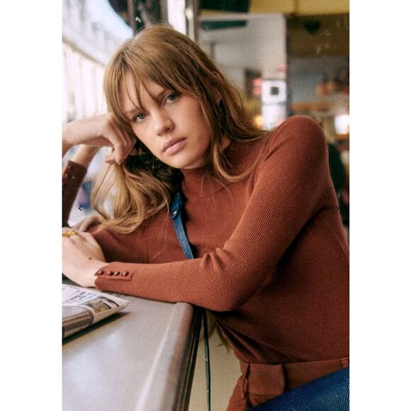 Sezane | Sweaters | Sezane The Simon Mockneck Jumper Caramel Size Large ...